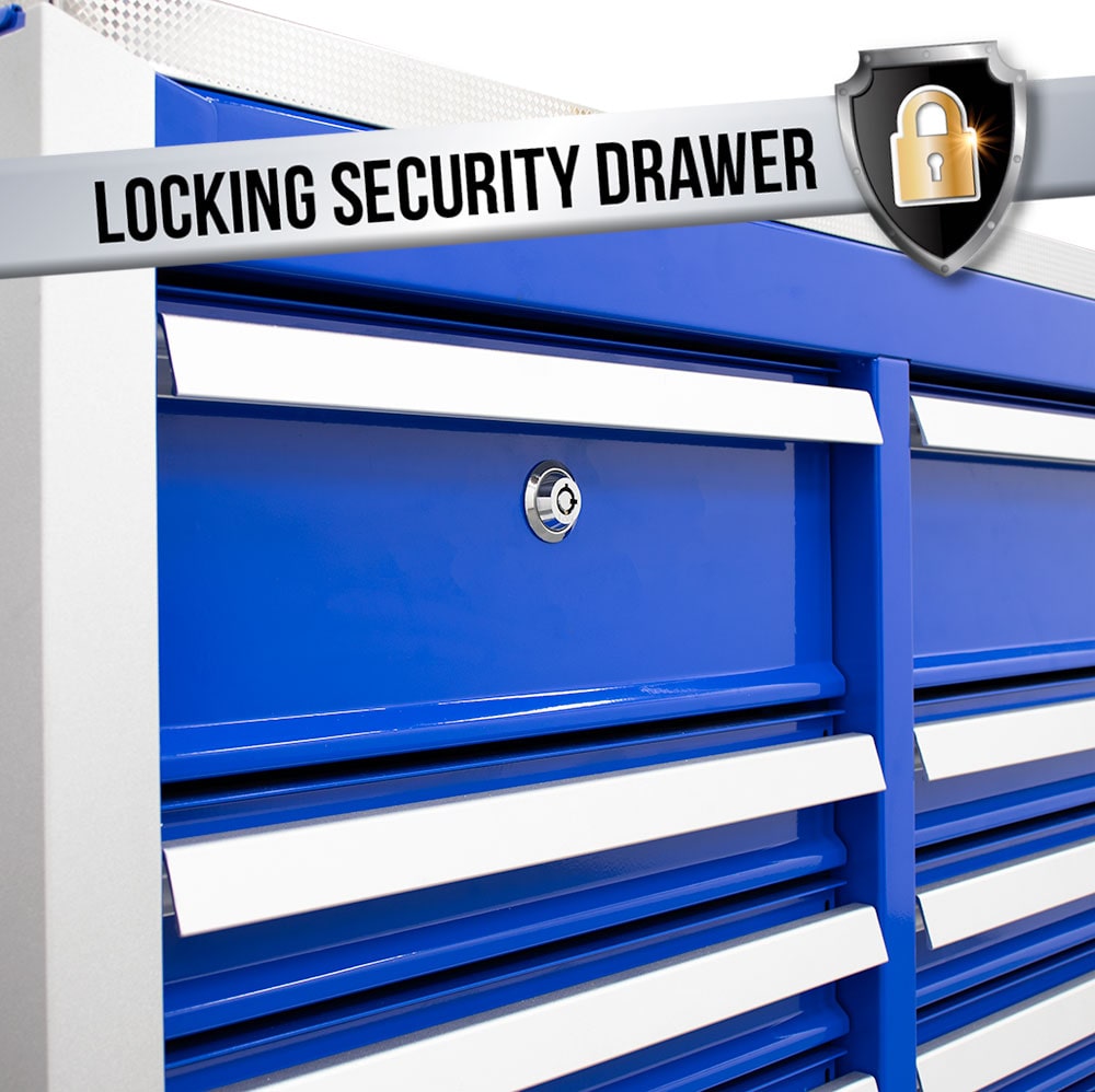 Tool Vault Elite XL 84” 23-Drawer Roller Cabinet with Hutch and Side ...