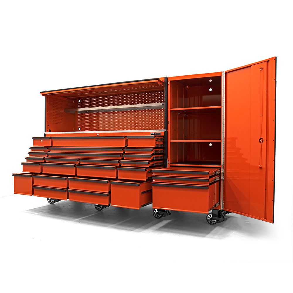 Tool Vault Elite XL 84” 23-Drawer Roller Cabinet with Hutch and Side Locker – StrictlyToolBoxes.com