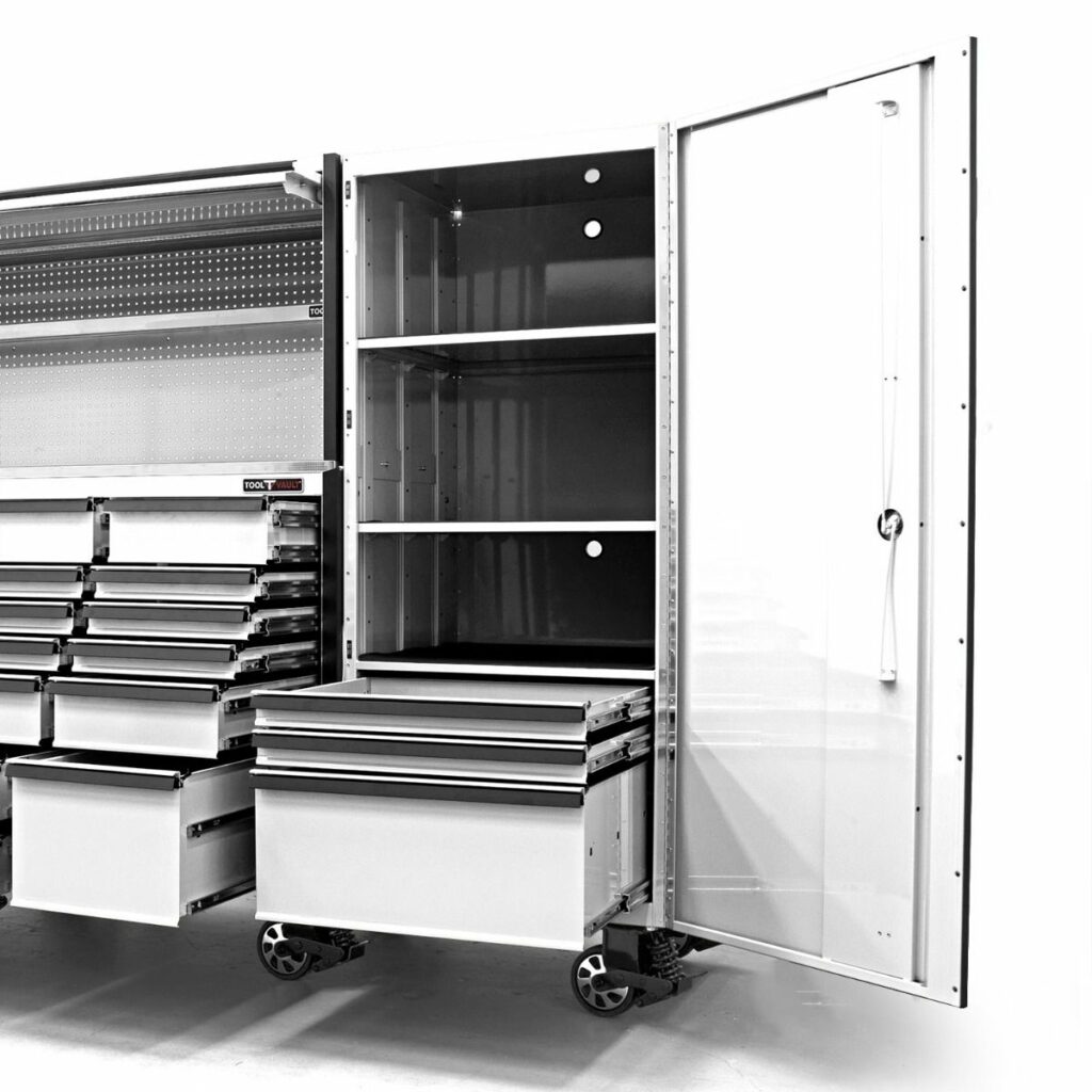 Tool Vault 28″ XL 3 Drawer Side Cabinet w/ Spring Loaded Casters – StrictlyToolBoxes.com